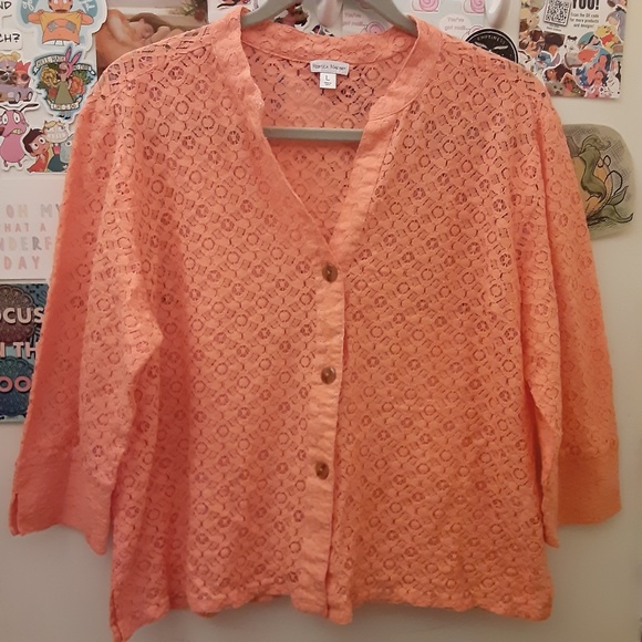 Rebecca Malone | Tops | Rebecca Malone L Cotton Nylon Lace Coral Pink ...